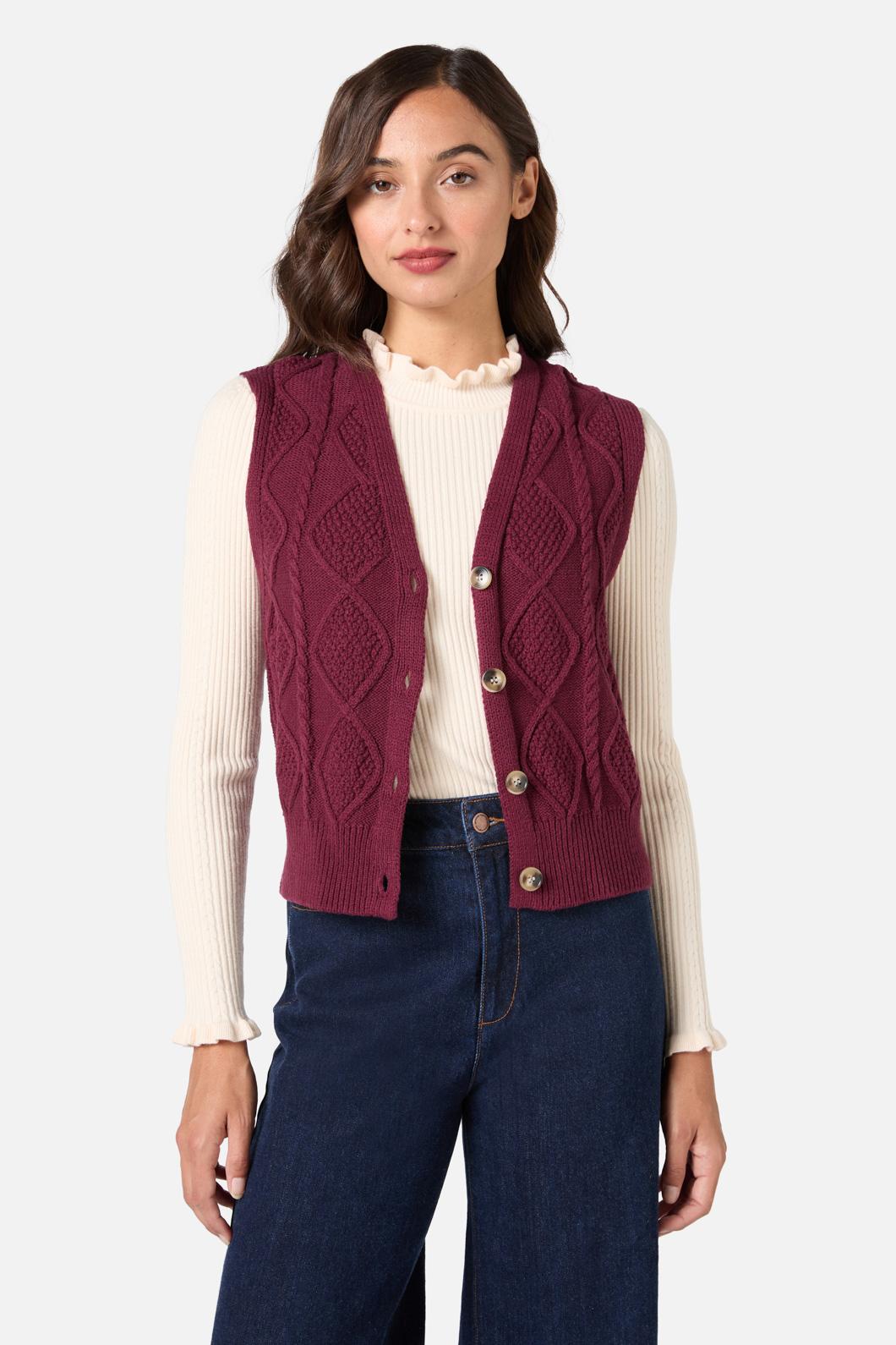 Milena Cable Knit Vest – Dangerfield NZ