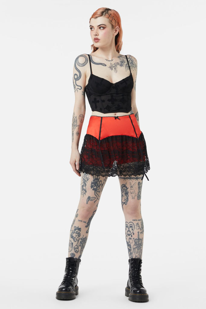 Boudoir Satin Lace Skort – Dangerfield NZ