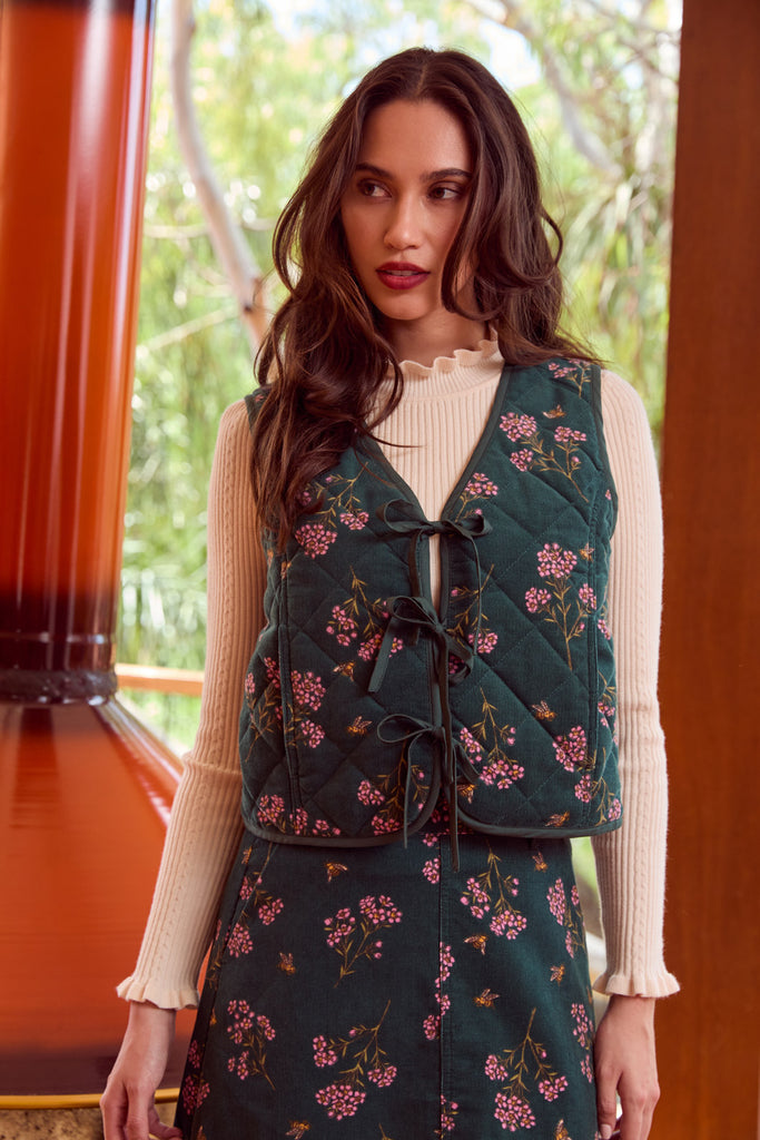 Flora Bee Cord Quilted Vest – Dangerfield NZ
