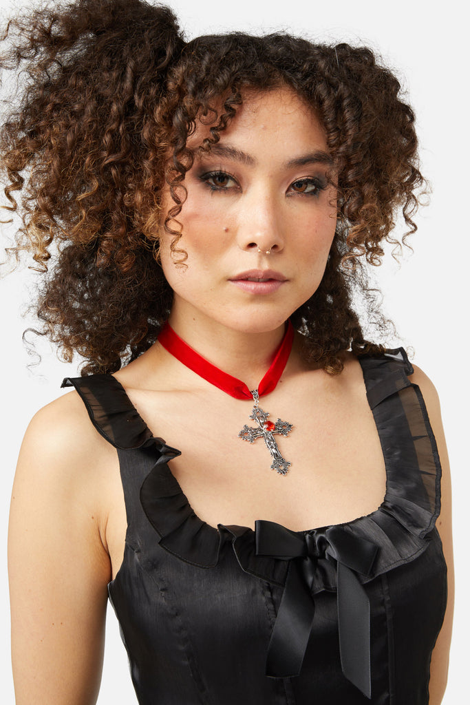 Goth Cross Velvet Choker – Dangerfield NZ