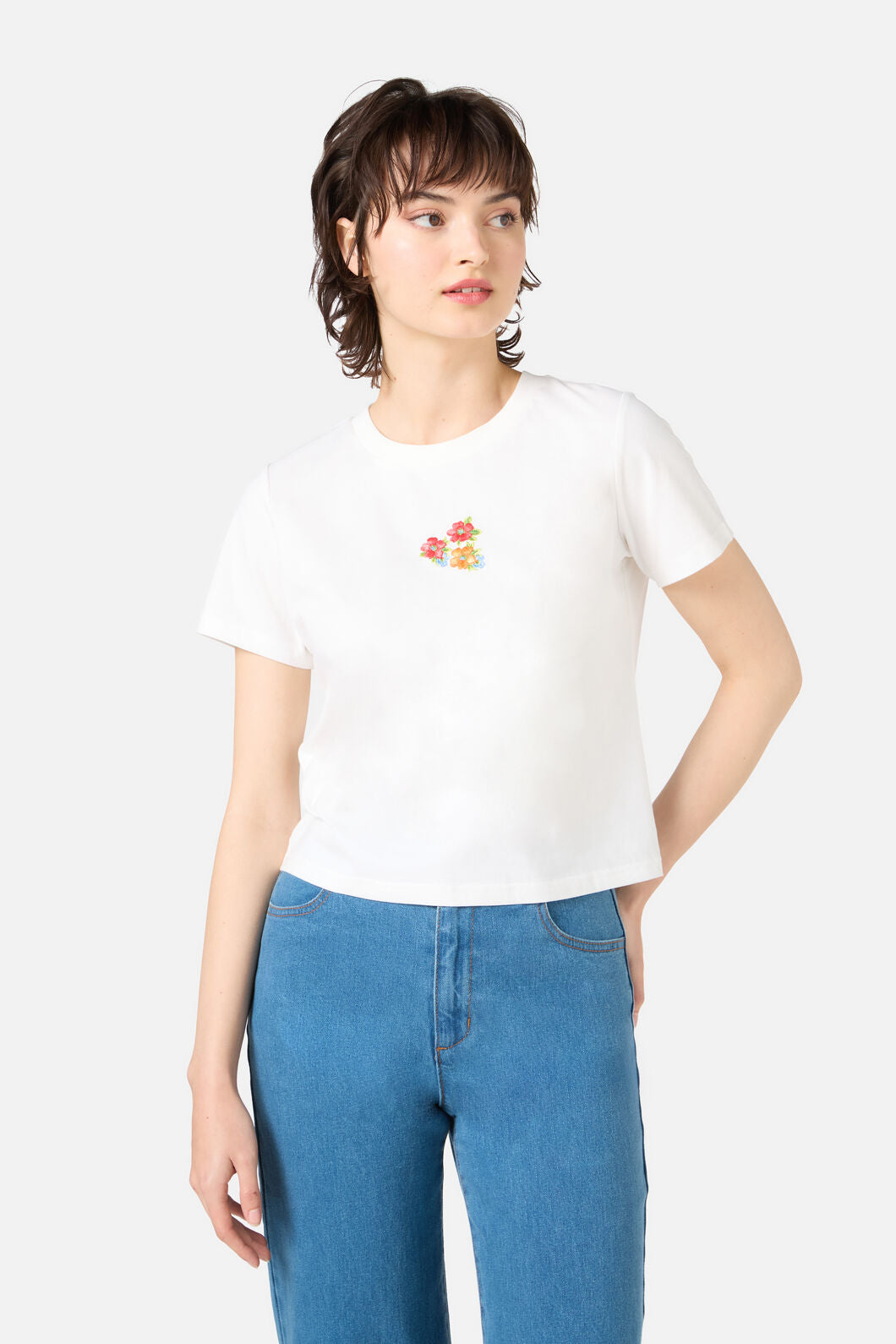 Floral Embroidered Baby Tee – Dangerfield NZ