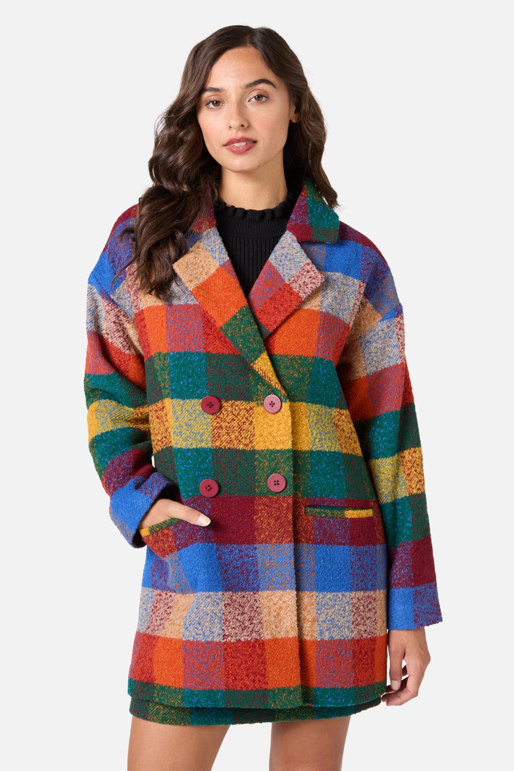 Milly Bright Check Coat – Dangerfield NZ
